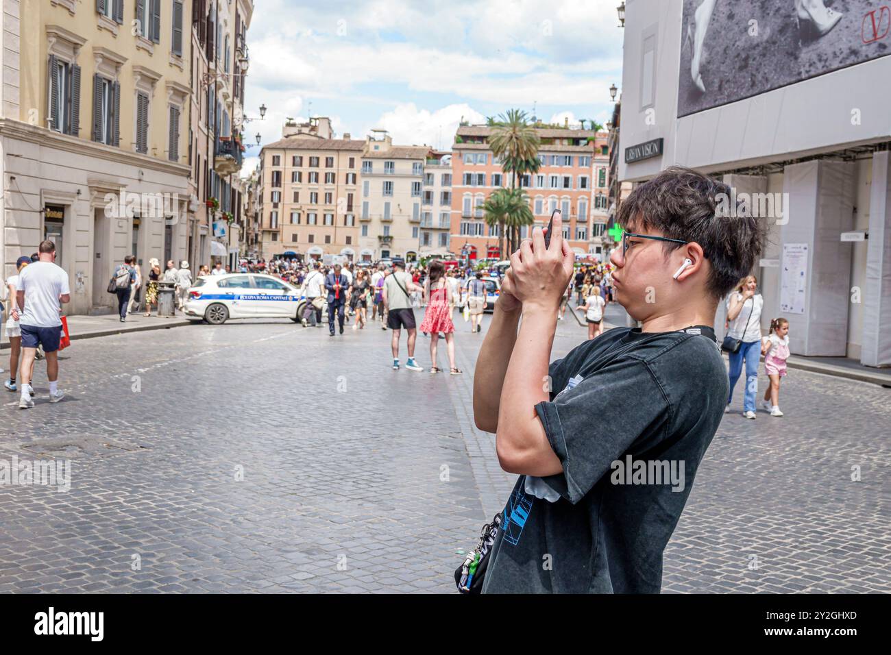 Rome Italy,Piazza di Spagna,Spanish square plaza,Asian teen boy,taking ...