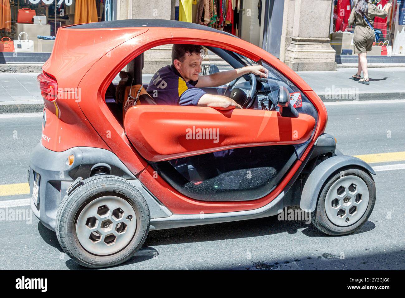 Rome Italy,Via del Parlamento,Renault Twizy,two-seat electric microcar ...