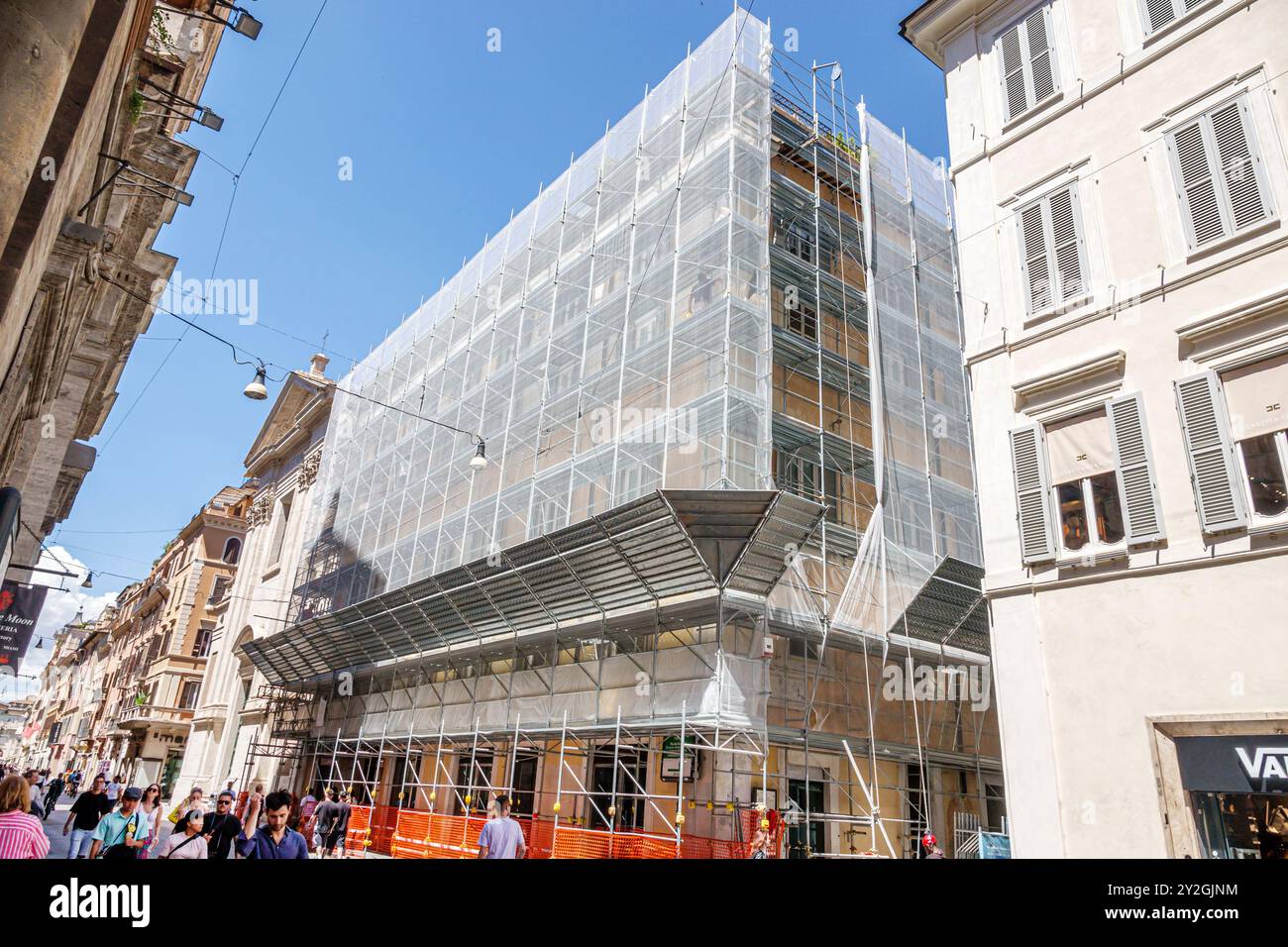 Rome Italy,Via del Tritone,building under construction site renovation ...