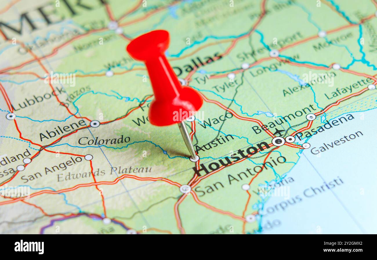 Austin Texas pin on map Stock Photo - Alamy
