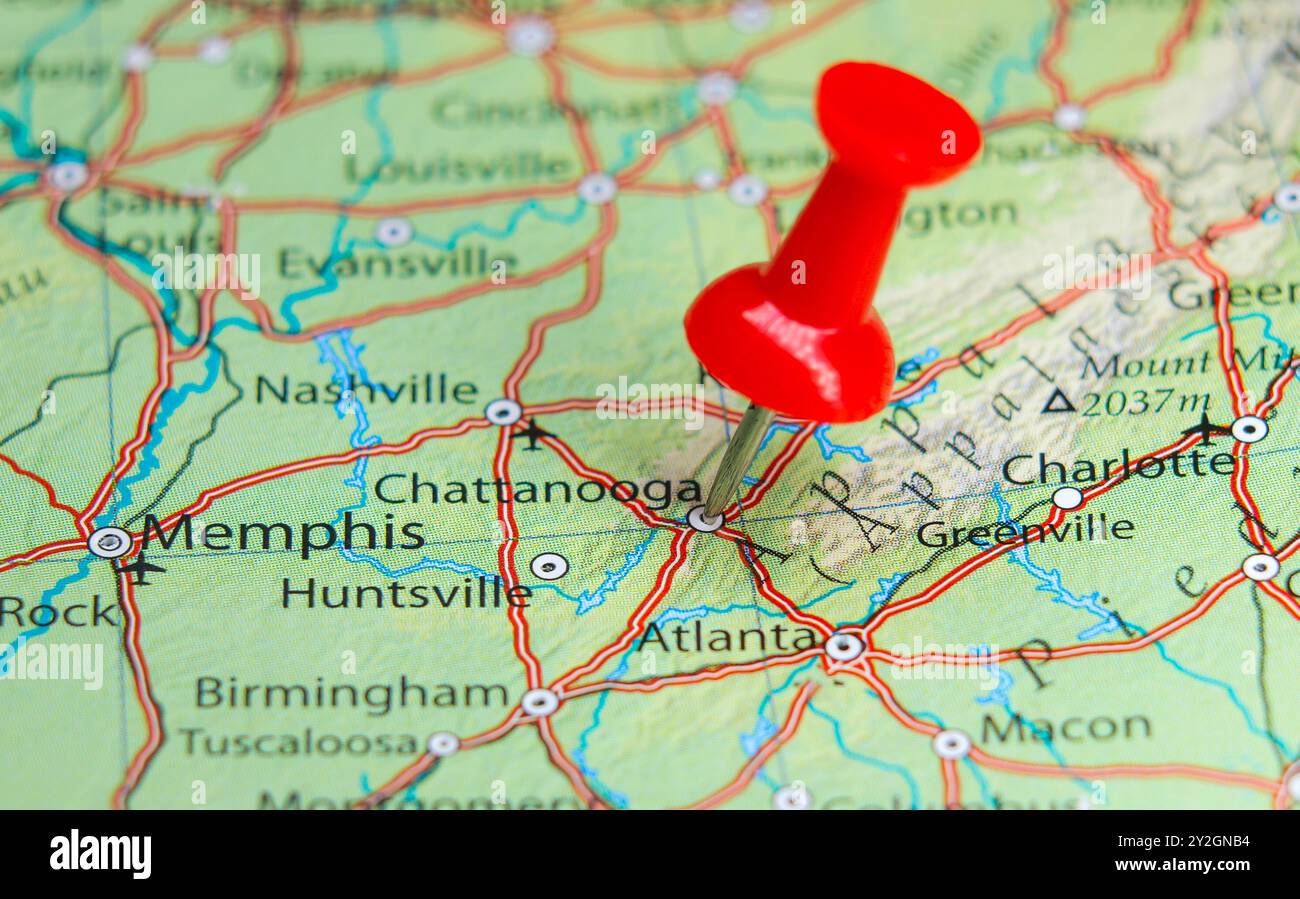 Map of chattanooga hi-res stock photography and images - Alamy