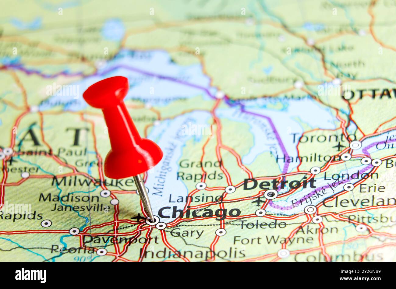 Chicago, Illinois pin on map Stock Photo - Alamy