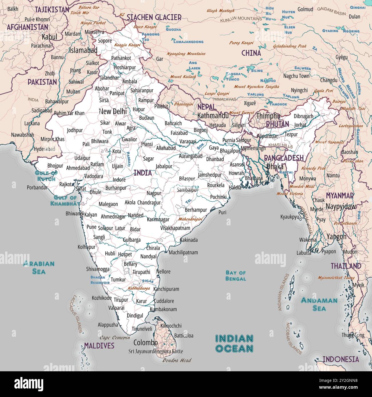 Outline map of India coloring page Stock Vector Image & Art - Alamy