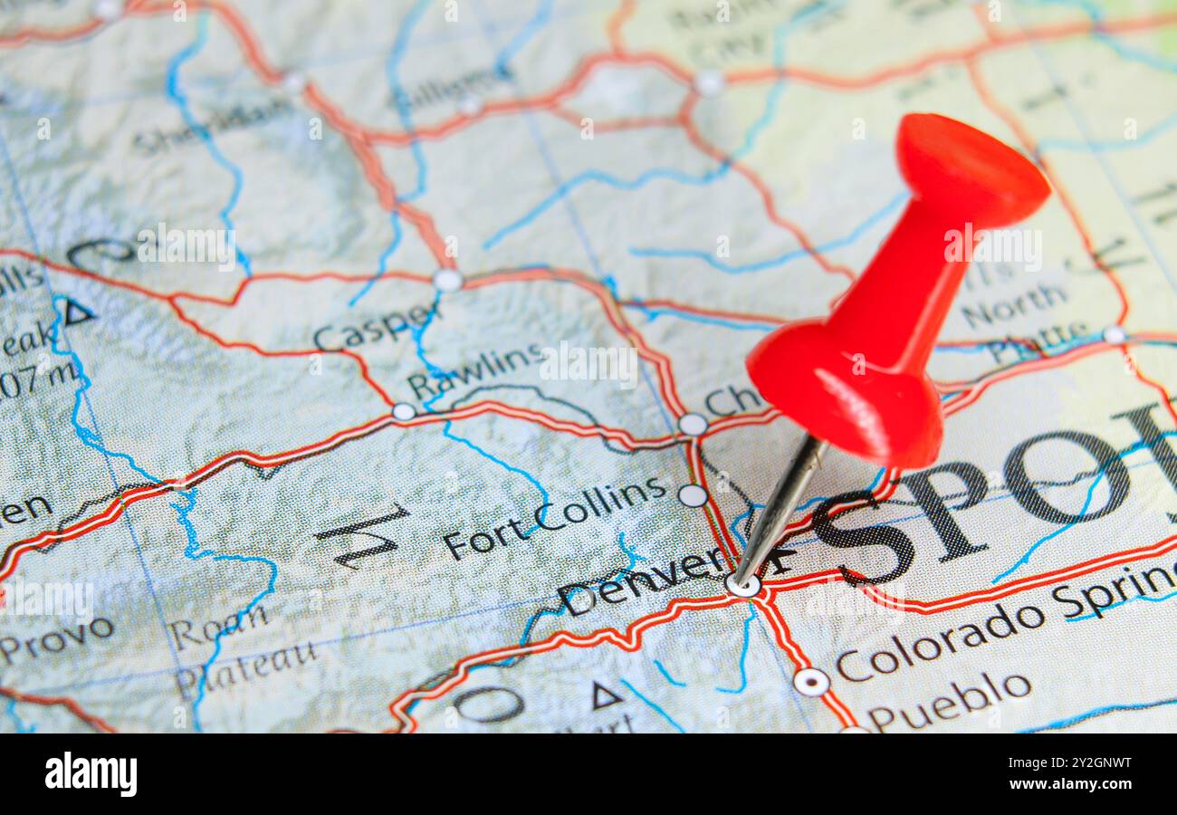 Denver, Colorado pin on map Stock Photo - Alamy
