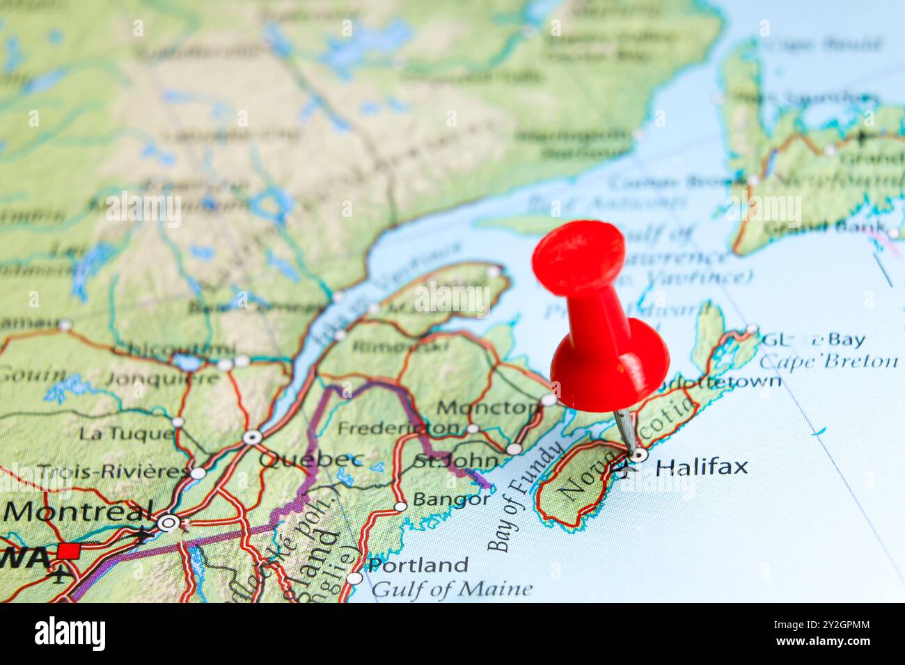 Halifax, Nova Scotia, Canada pin on map Stock Photo - Alamy