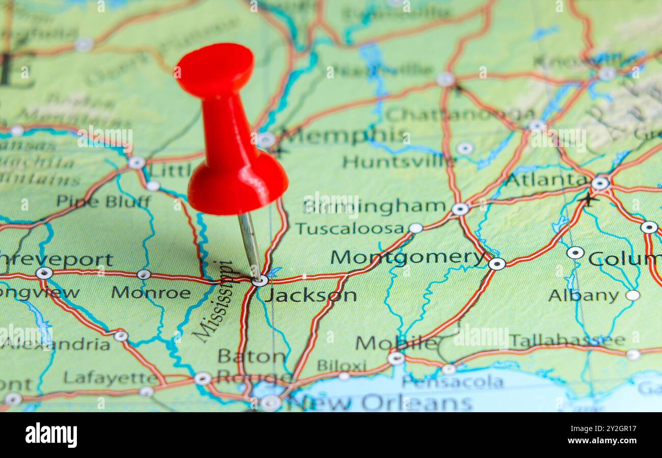Jackson, USA pin on map Stock Photo - Alamy