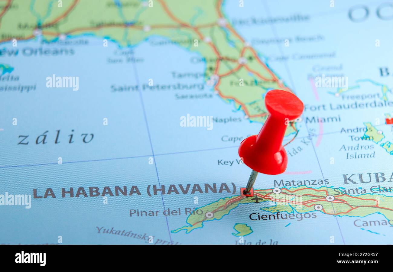 La Habana, Cuba pin on map. Havana Stock Photo - Alamy