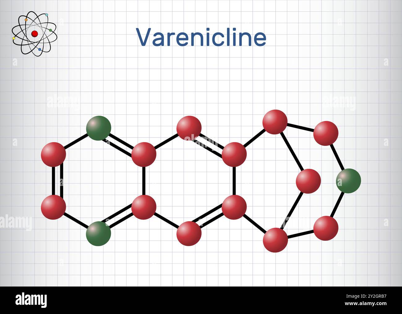 Varenicline molecule, a medication used for smoking cessation. Molecule ...