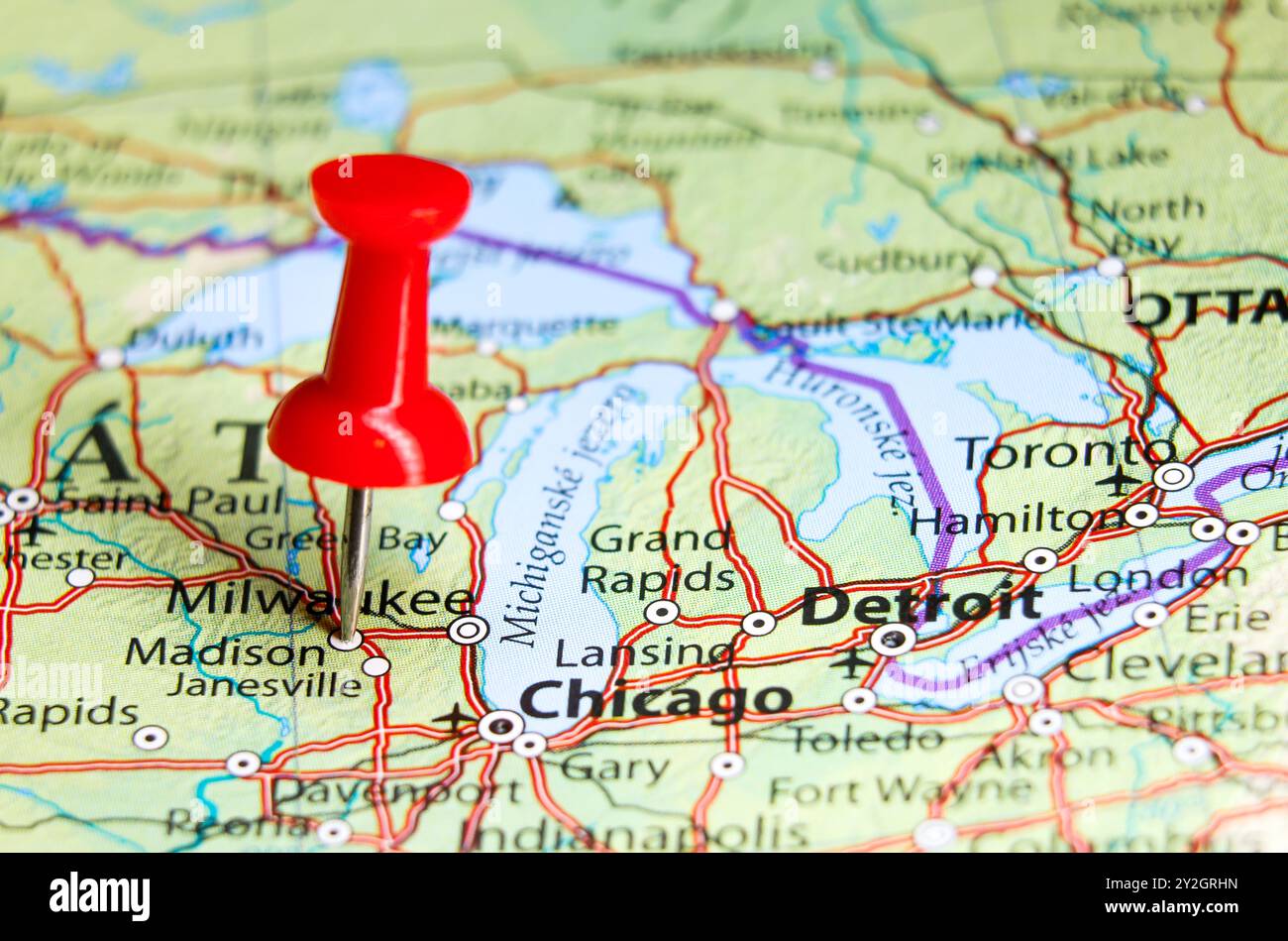 Madison, Wisconsin pin on map Stock Photo - Alamy