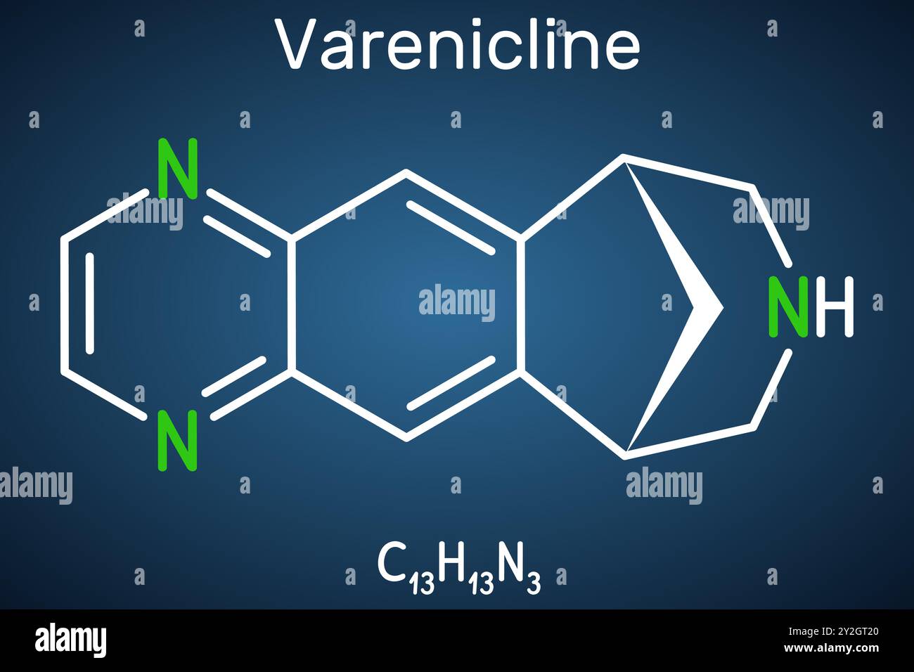 Varenicline molecule, a medication used for smoking cessation ...