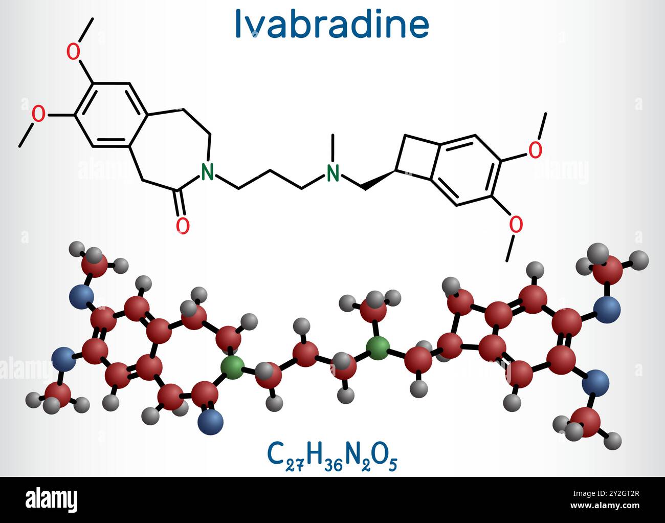 Ivabradine molecule. It is angina pectoris drug. Structural chemical ...
