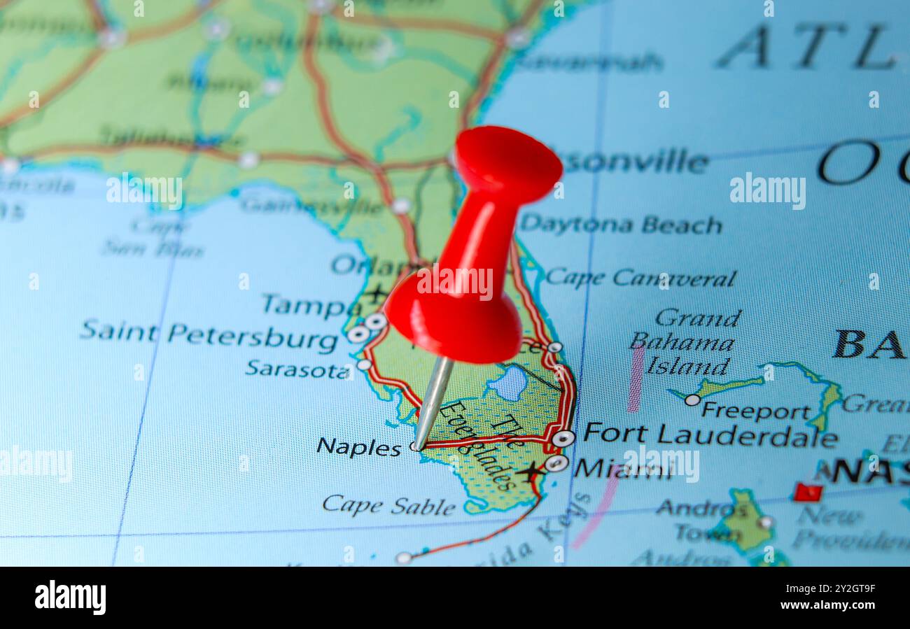 Naples, Florida pin on map Stock Photo - Alamy