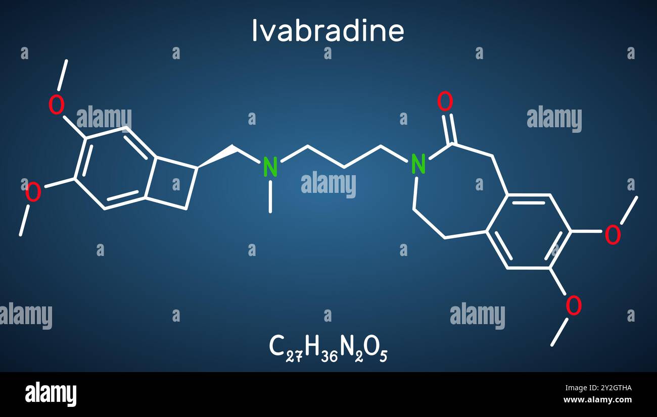 Ivabradine molecule. It is angina pectoris drug. Structural chemical ...