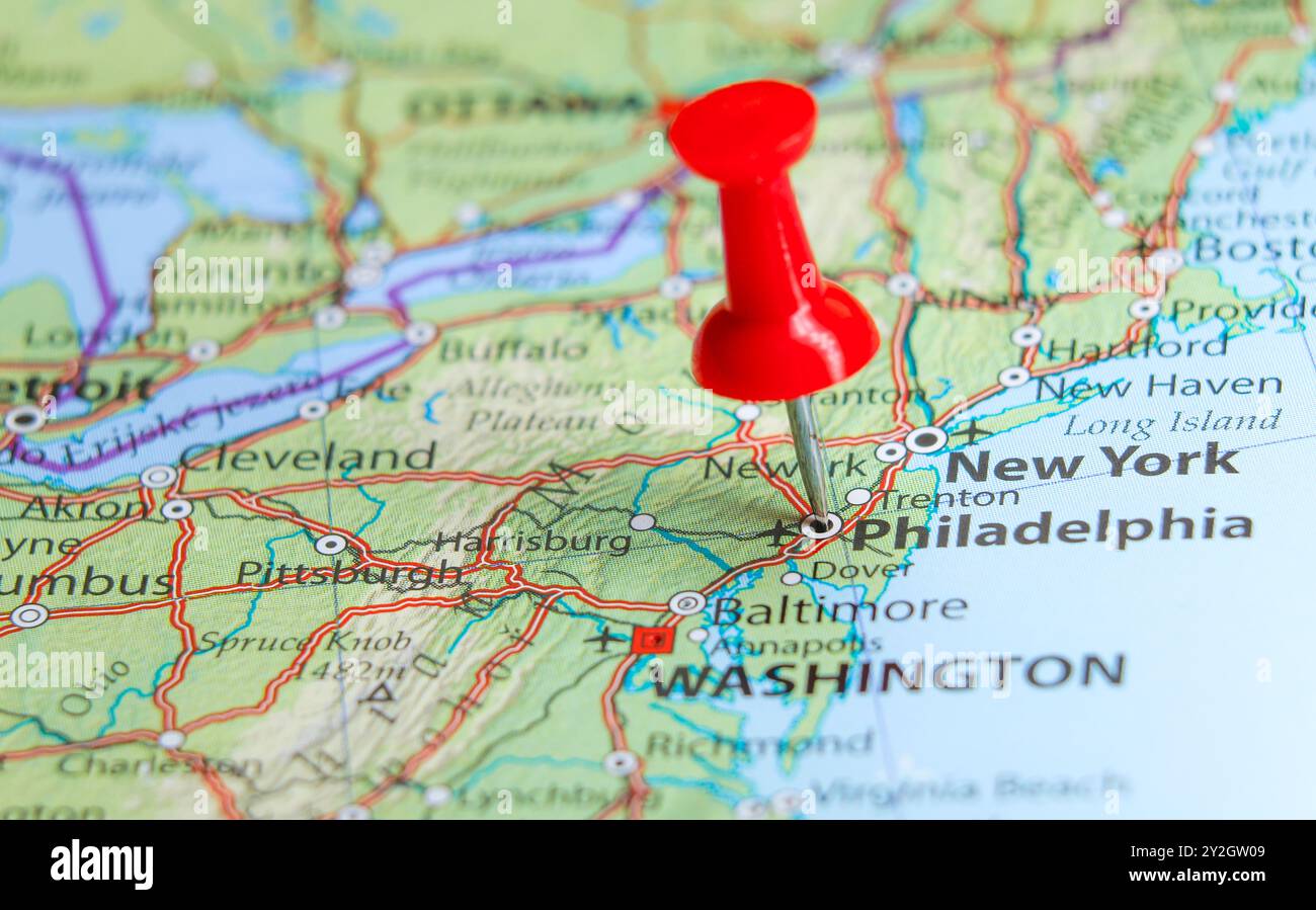 Philadelphia road map hi-res stock photography and images - Alamy