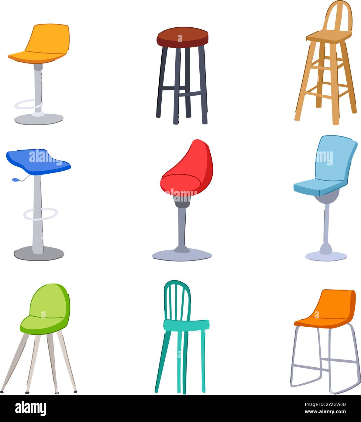 bar stool set cartoon vector illustration Stock Vector Image & Art - Alamy