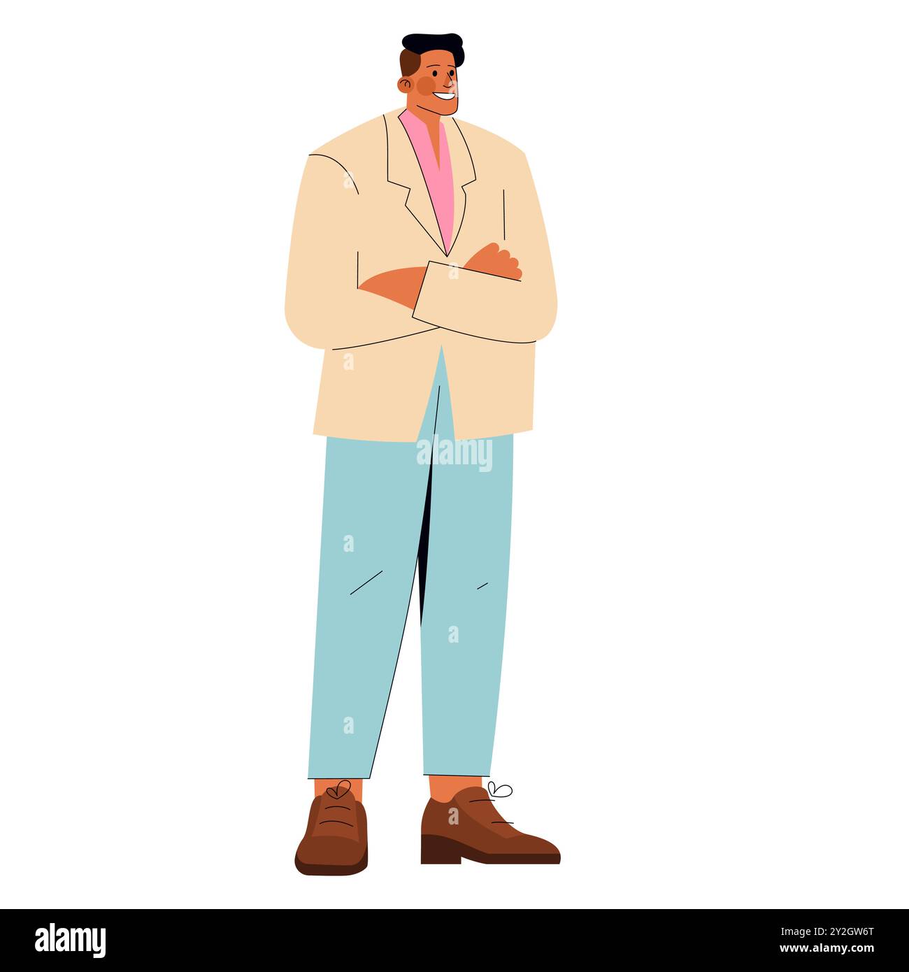 Confident businessman in casual attire standing with arms crossed ...