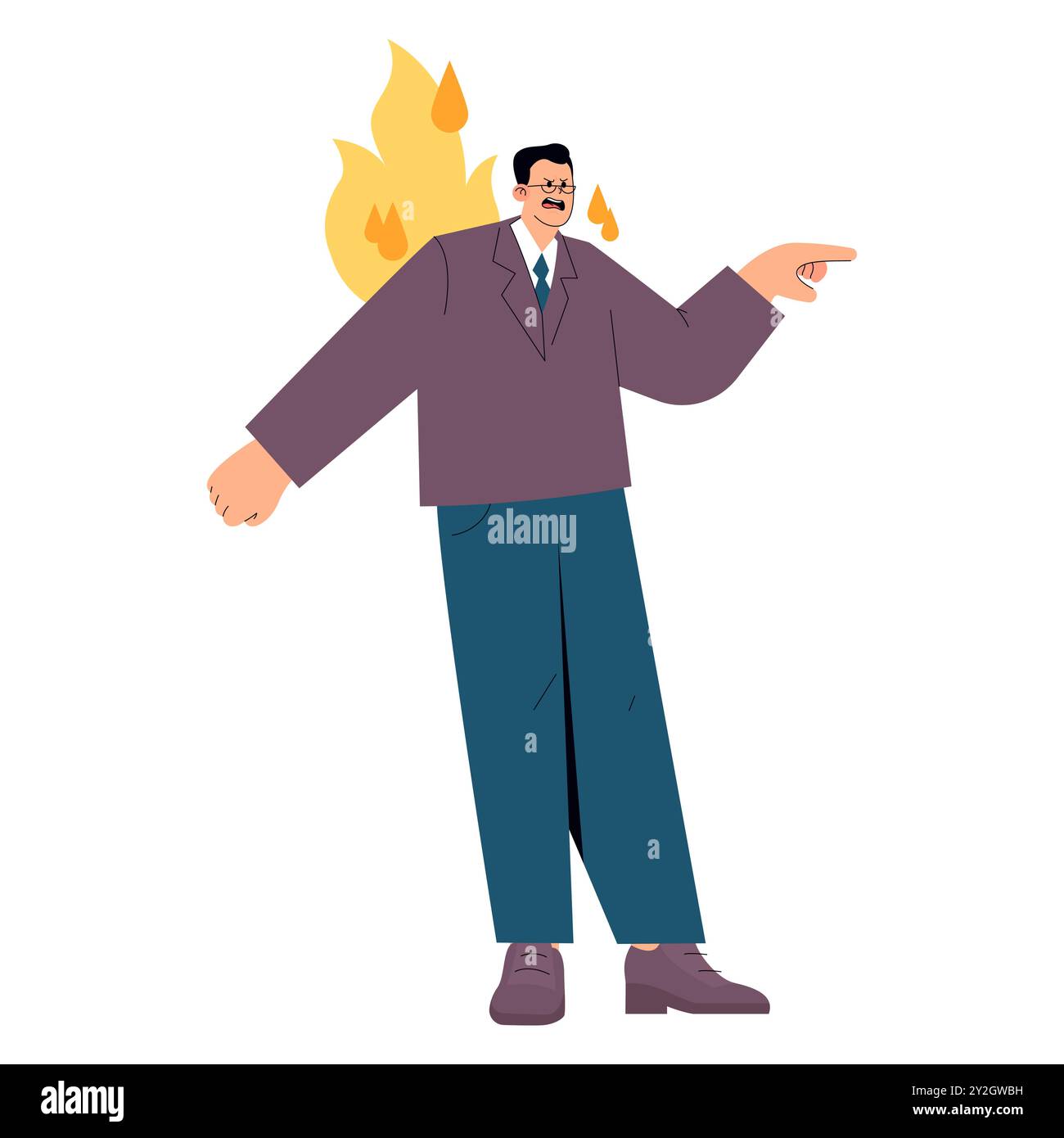Dynamic businessman illustration. A confident executive with a fiery ...