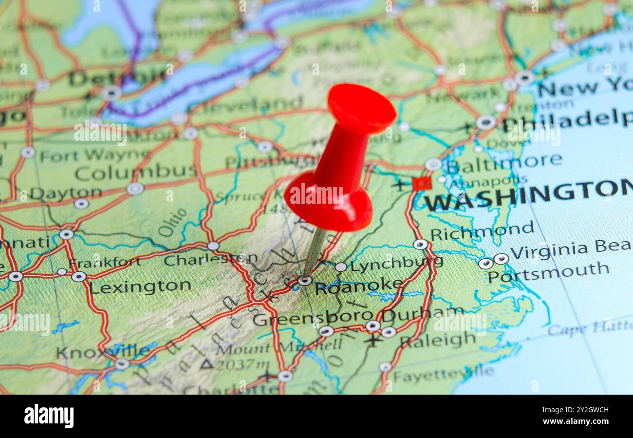 Map of roanoke city hi-res stock photography and images - Alamy