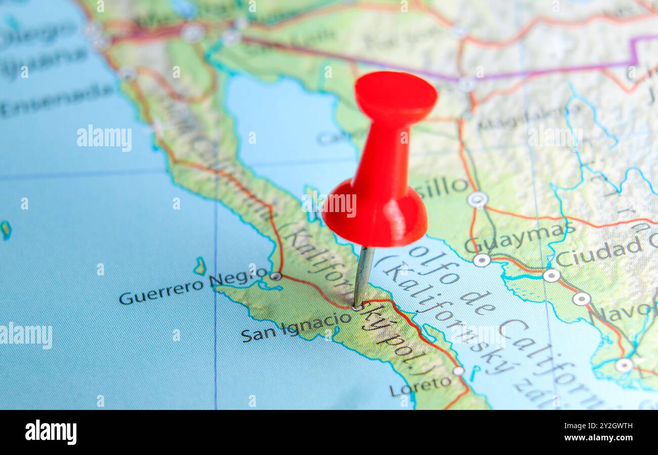 San Ignacio, Mexico pin on map Stock Photo - Alamy