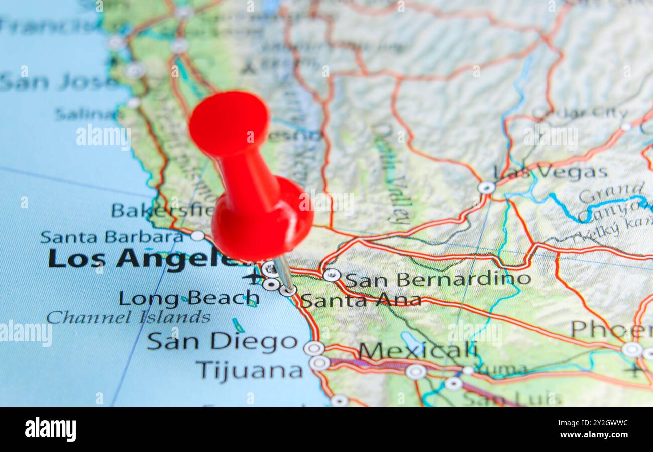 Santa Ana pin on map of USA Stock Photo - Alamy