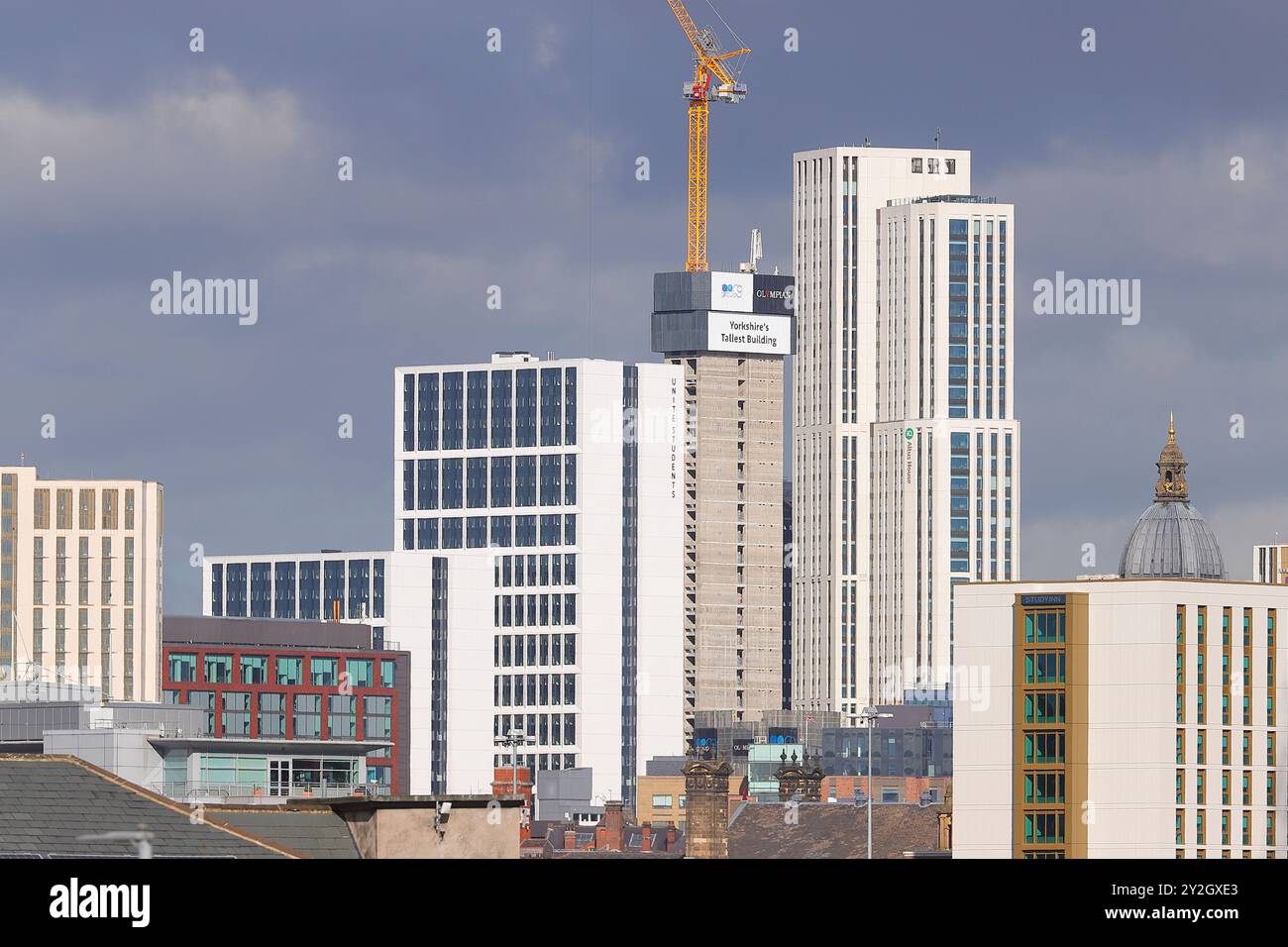 A view of the Arena Quarter tall buildings in Leeds City Centre ...