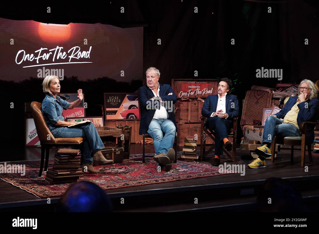 (left-right) Mariella Frostrup, Jeremy Clarkson, Richard Hammond and ...