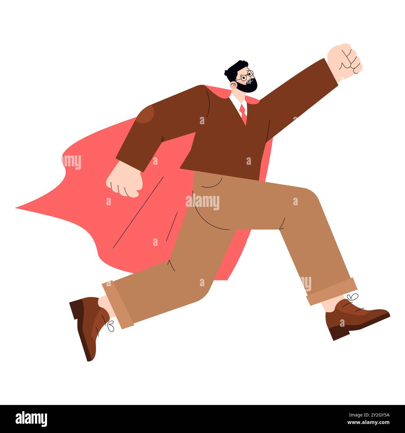 Superhero businessman in action pose. Dynamic leader flying to achieve ...