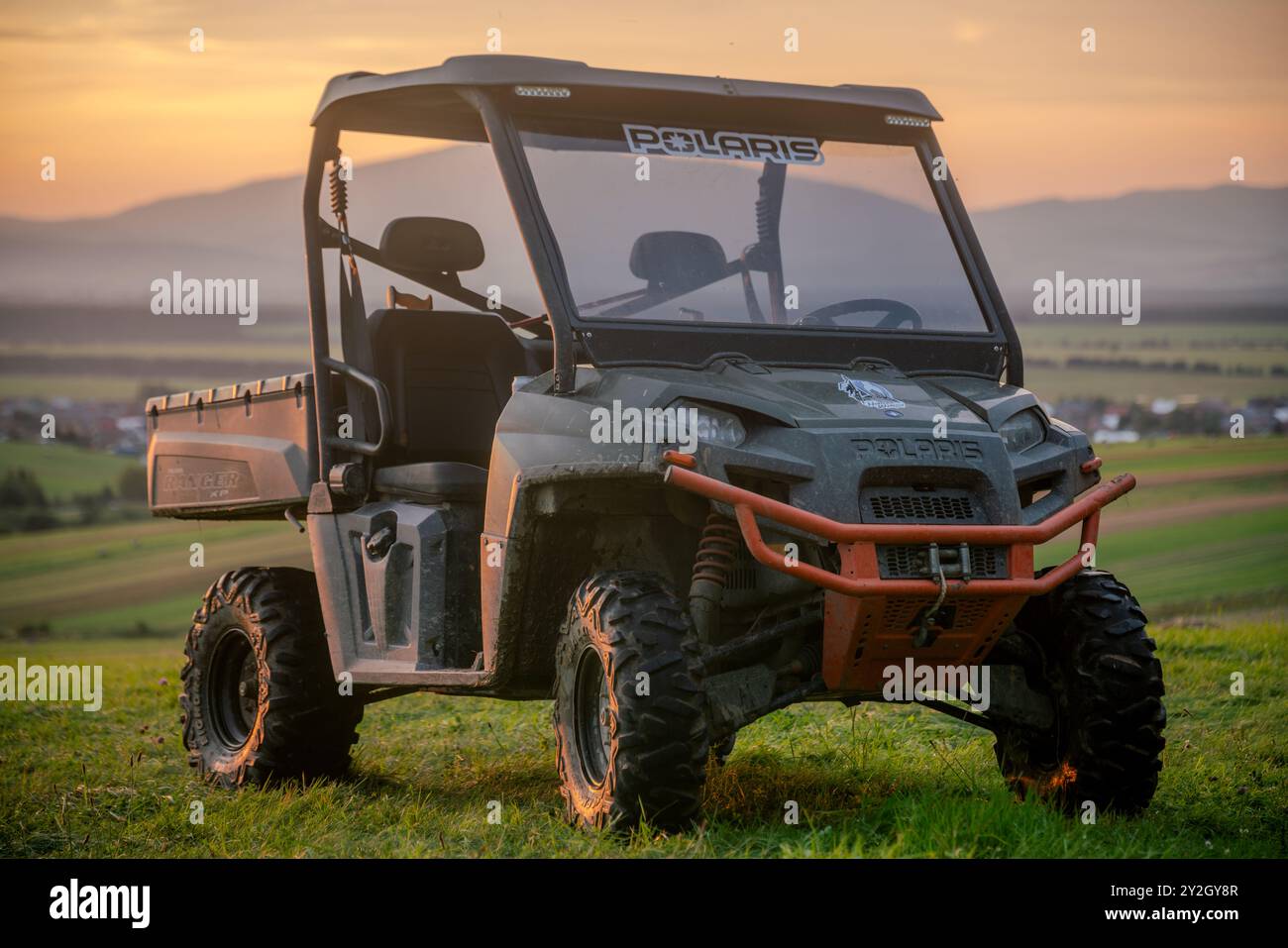 Quad Polaris Ranger off-road UTV in mountainous terrain Stock Photo - Alamy