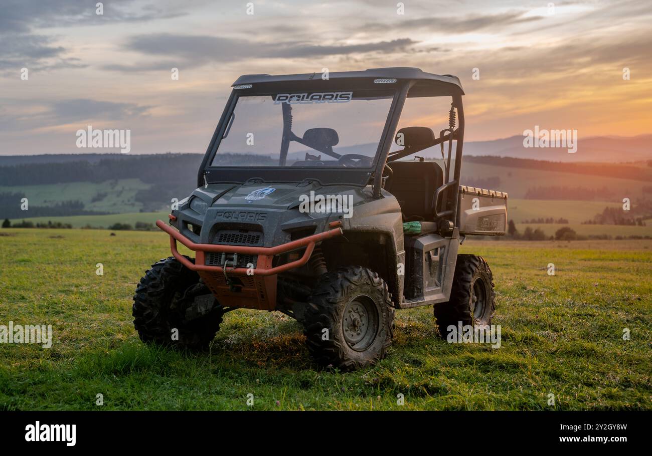 Quad Polaris Ranger off-road UTV in mountainous terrain Stock Photo - Alamy