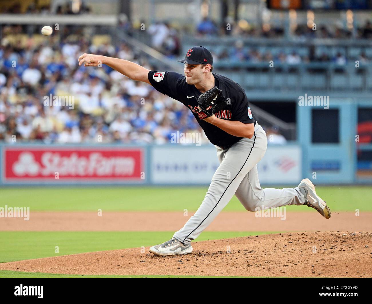 LOS ANGELES, CA - SEPTEMBER 07: Cleveland Guardians pitcher Gavin ...