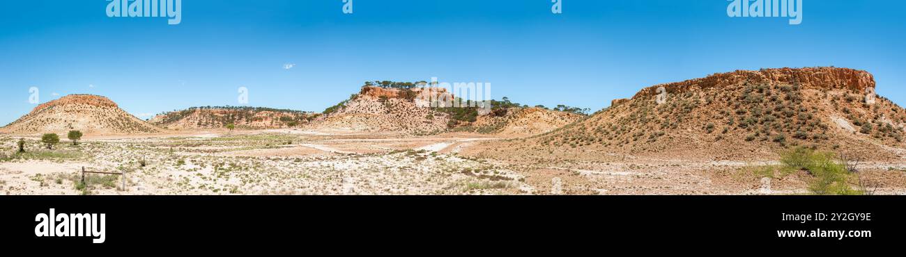A beautiful desert panorama with open blue skies above the desert ...
