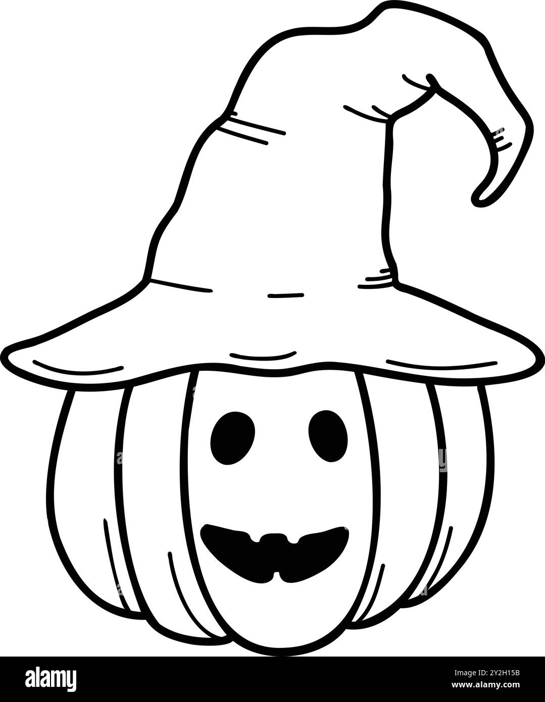 Traditional Halloween symbols: ghosts, ghost cat, pumpkin, witch hat ...