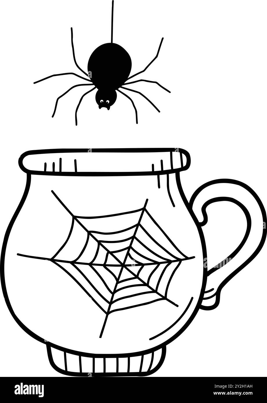 Traditional Halloween symbols: ghosts, ghost cat, pumpkin, witch hat ...