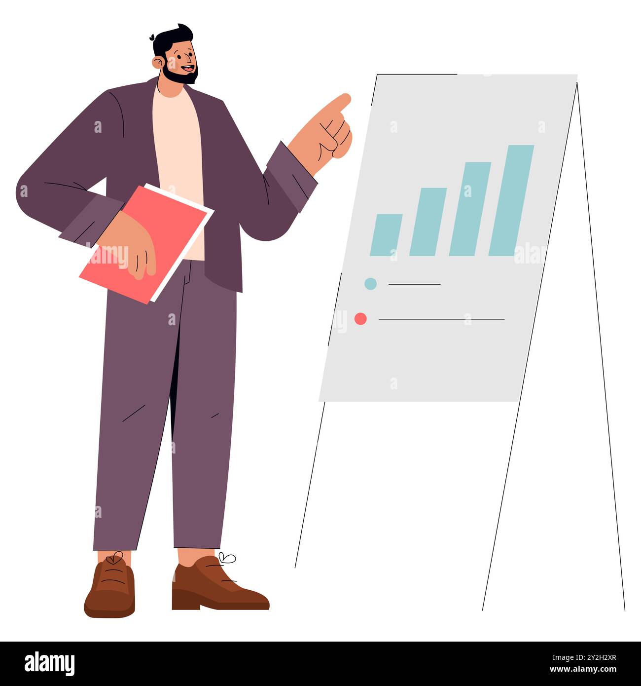 Confident businessman presenting growth chart, demonstrating corporate ...