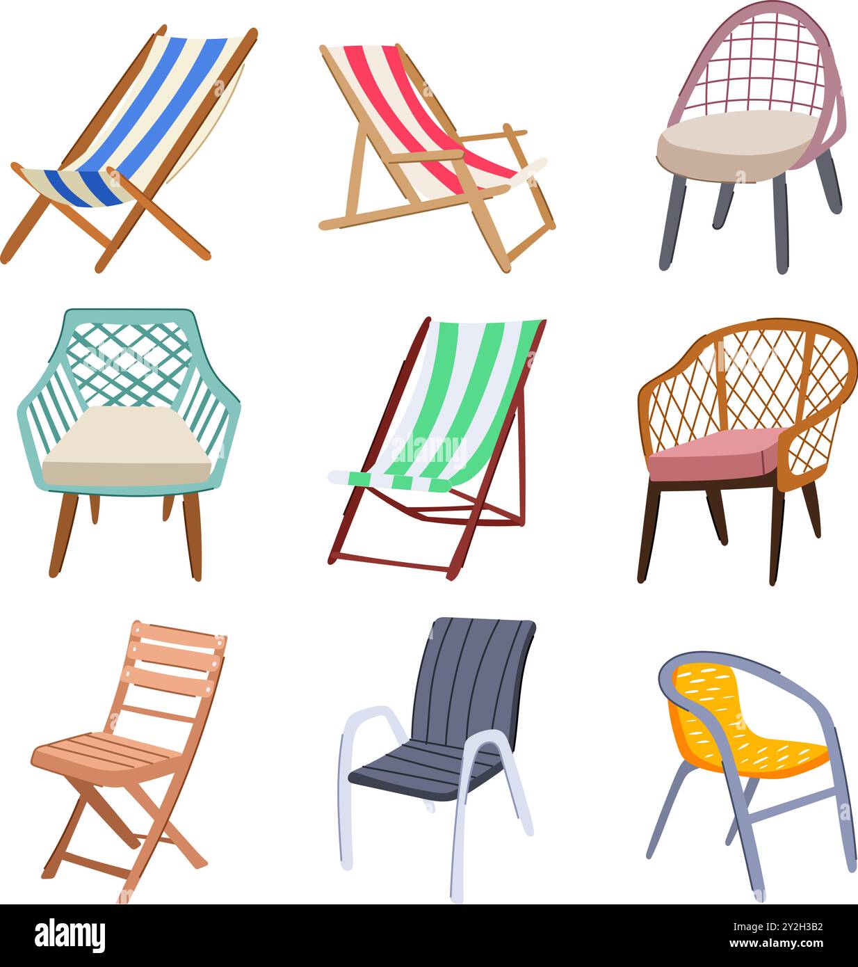deck chair set cartoon vector illustration Stock Vector Image & Art - Alamy