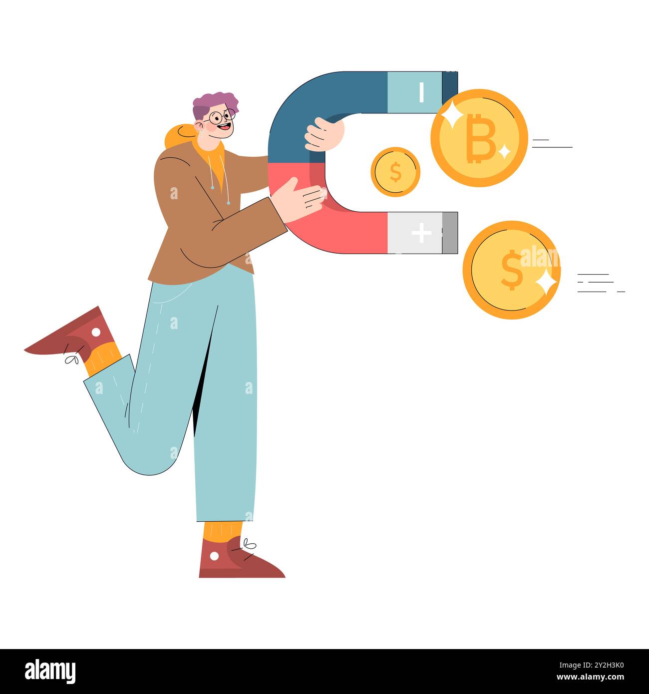 Diversity businessman concept. Entrepreneur with magnet attracting ...