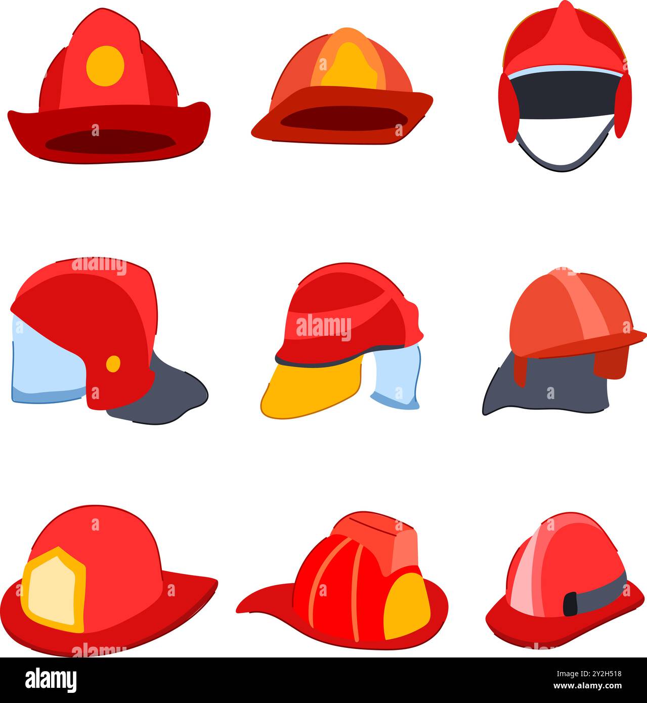 firefighter helmet set cartoon vector illustration Stock Vector Image ...