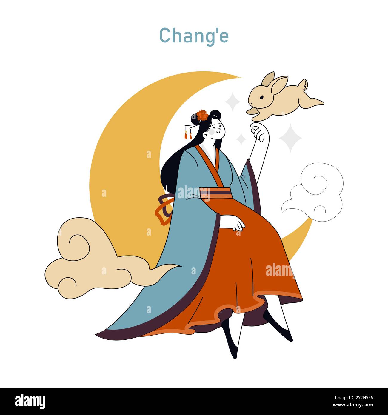 Mid Autumn Festival concept. Celebrated moon goddess Chang'e with ...