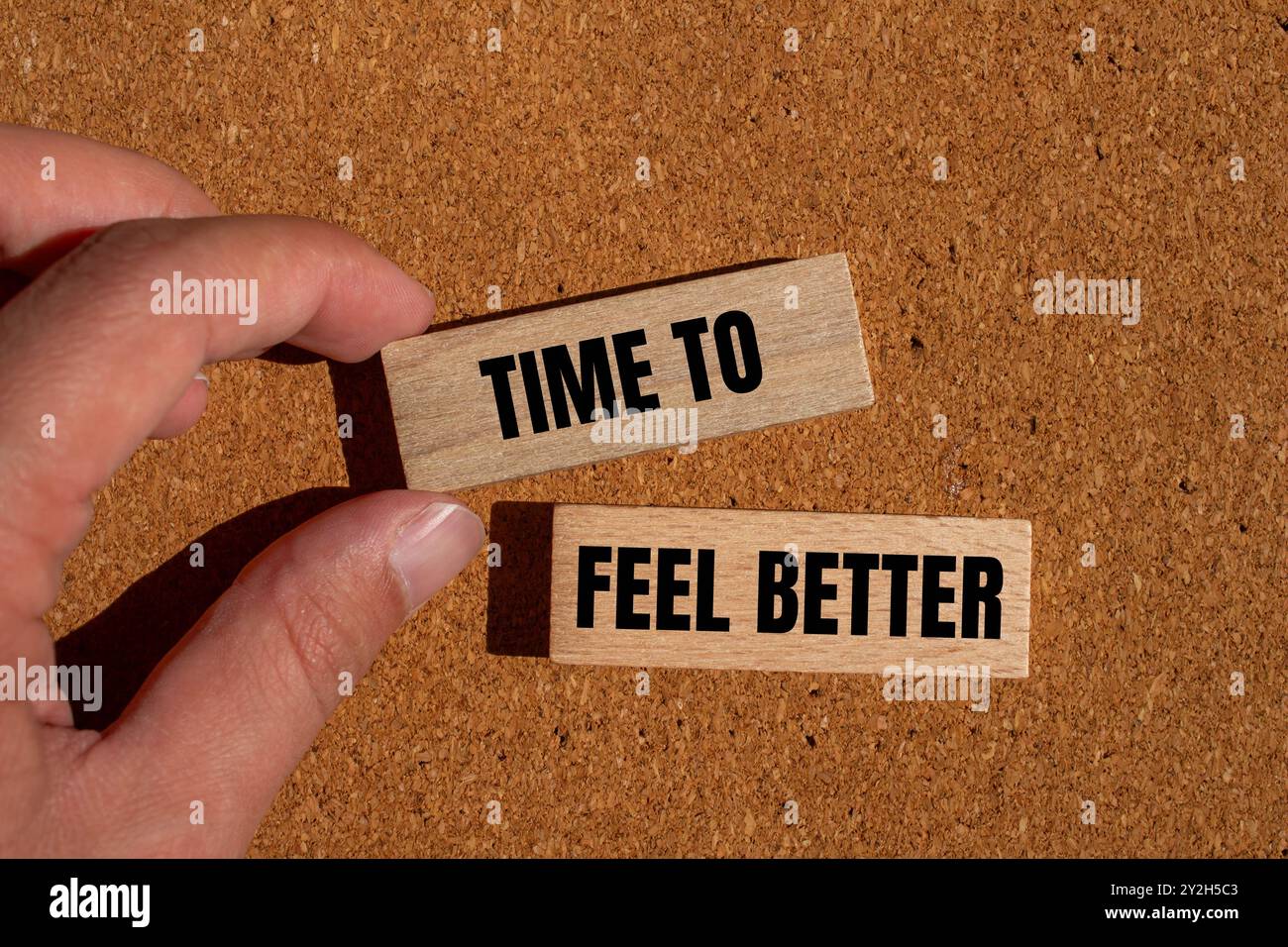 Time to feel better message written on wooden blocks with brown ...