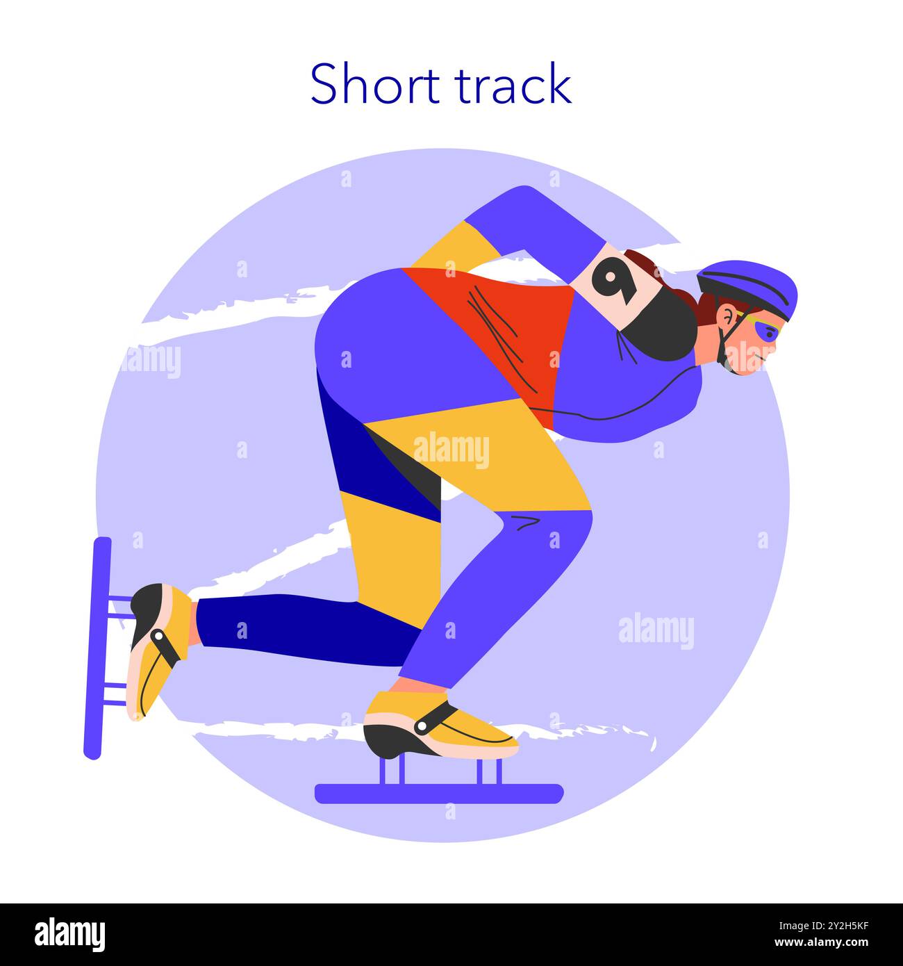 Winter Sports concept. Athlete poised for a short track speed skating ...