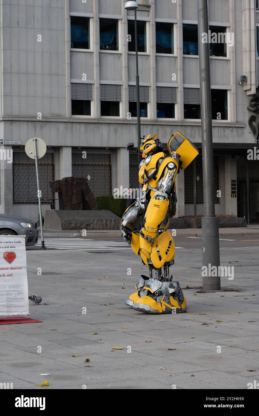 Oslo, Norway - november 19 2022: Street performer dresses as the ...