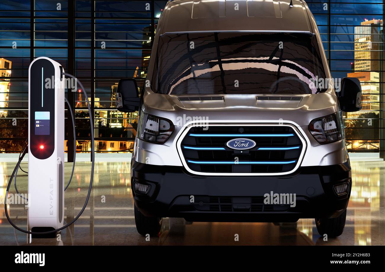 Ford E-Transit Electric Van Stock Photo - Alamy