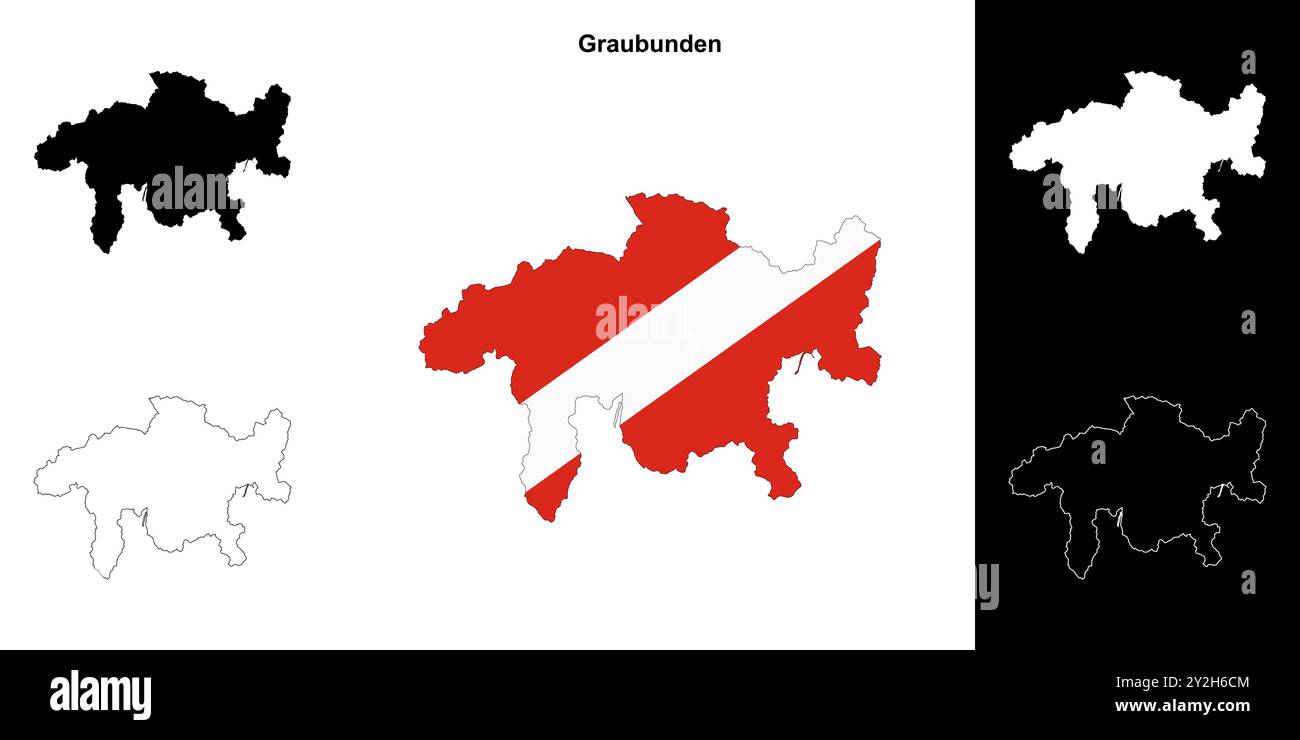 Graubunden canton outline map set Stock Vector Image & Art - Alamy