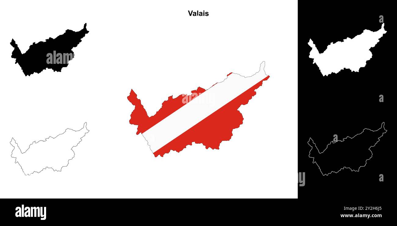 Valais canton outline map set Stock Vector Image & Art - Alamy