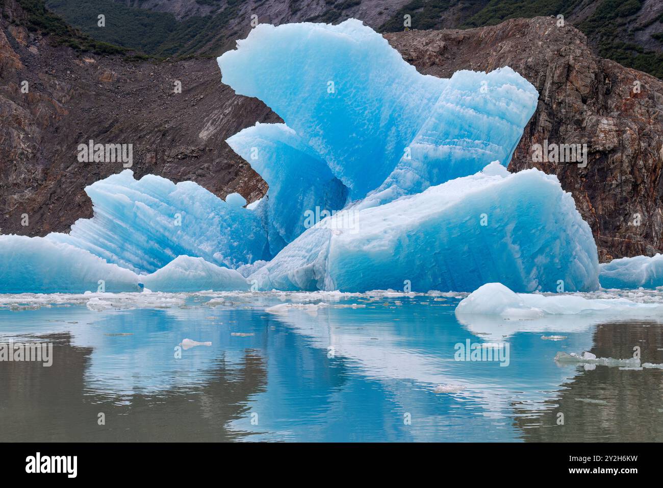 Glacial iceberg detail from ice calved off the South Sawyer Glacier in ...