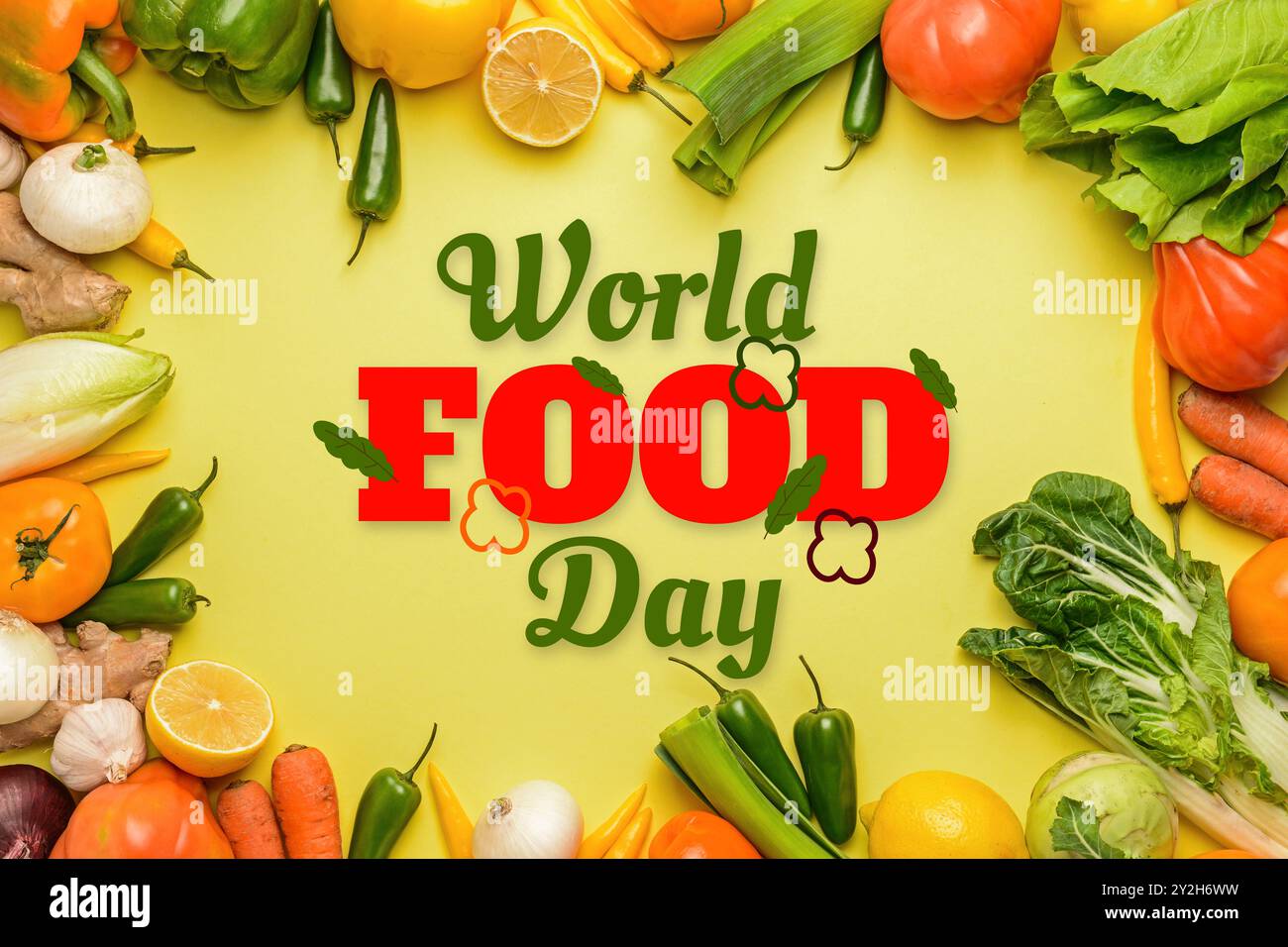 Poster for World Food Day with many products Stock Photo - Alamy
