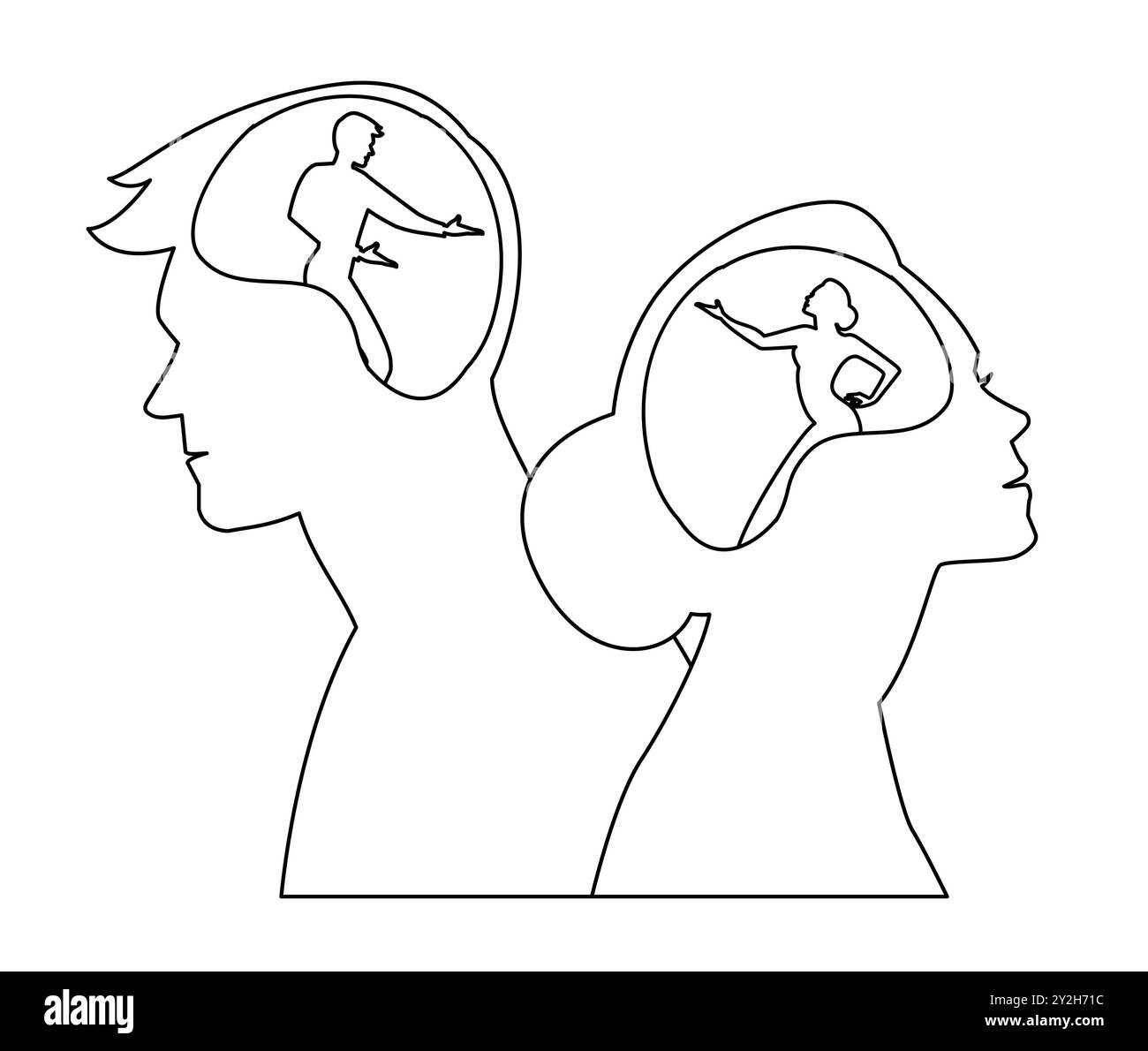 Family psychology outline background with couple heads design Stock ...
