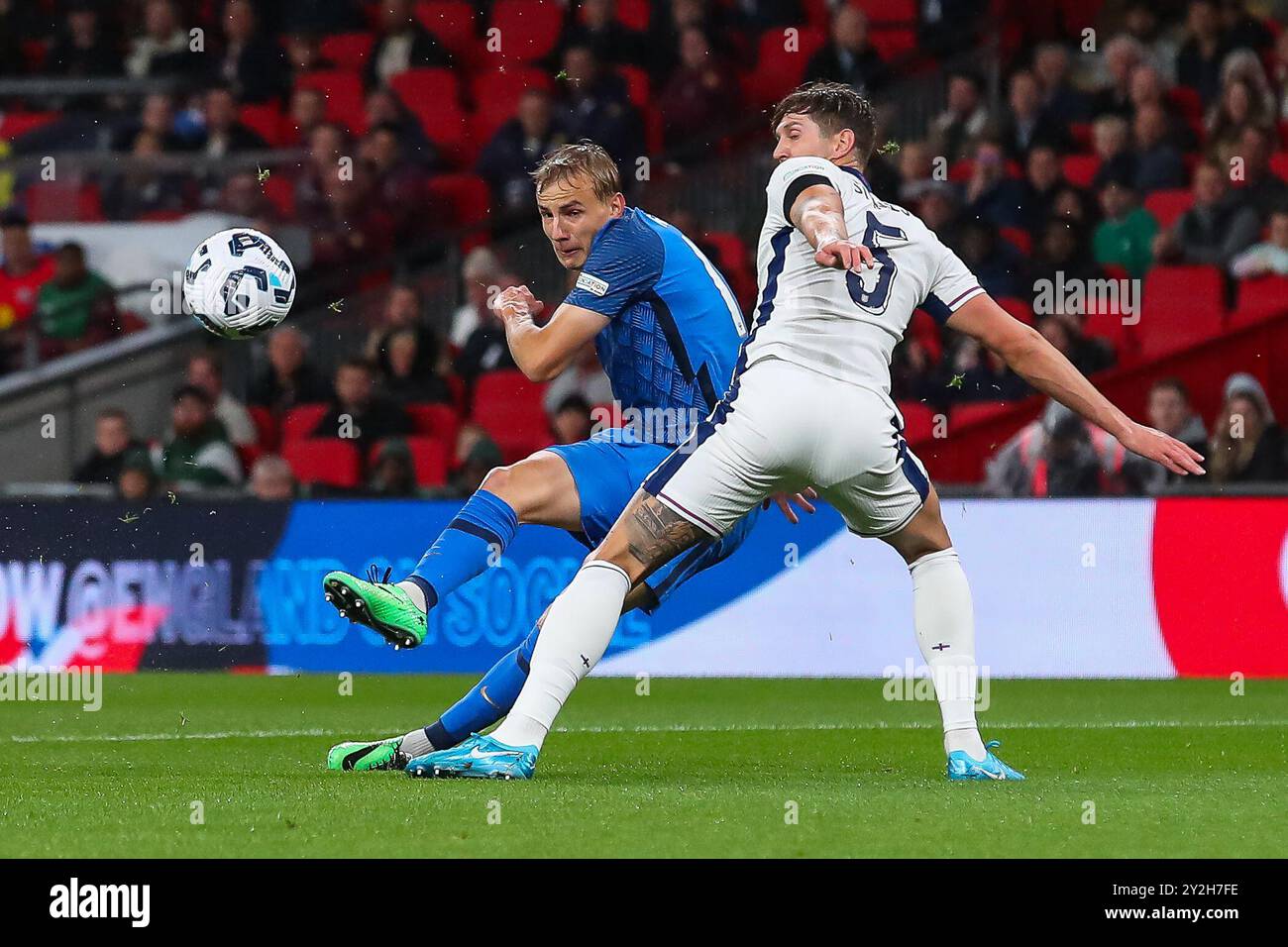 Topi Keskinen of Finland shoots on goal during the UEFA Nations League ...