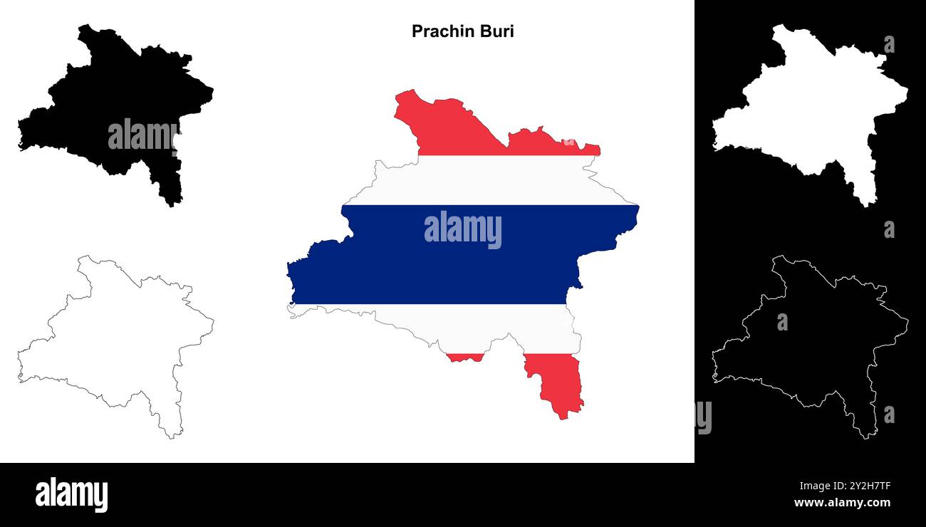 Prachin Buri province outline map set Stock Vector Image & Art - Alamy