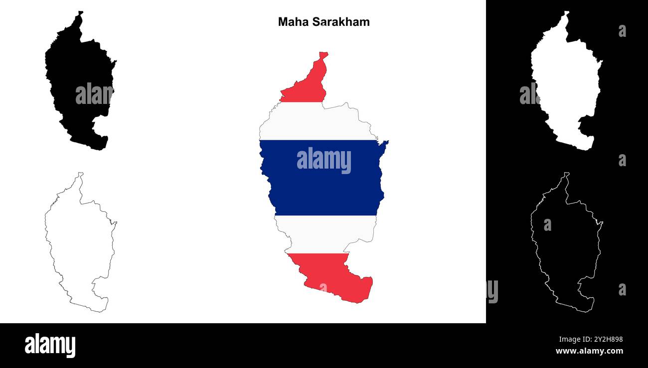 Maha Sarakham province outline map set Stock Vector Image & Art - Alamy